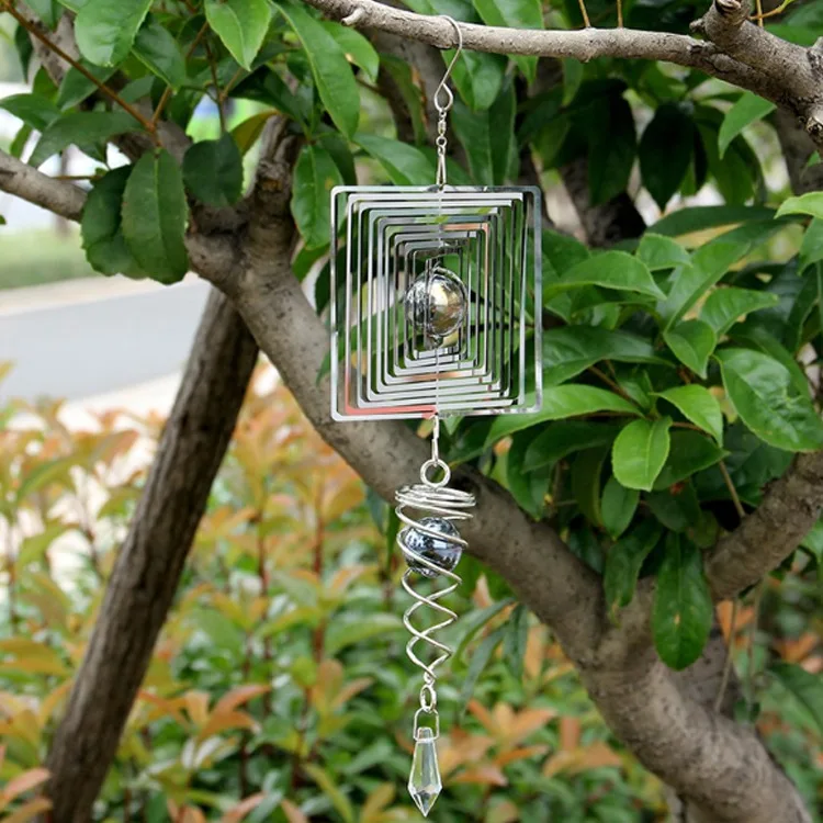 Metal Hanging Garden - Kinetic Wind Spinners with Crystals