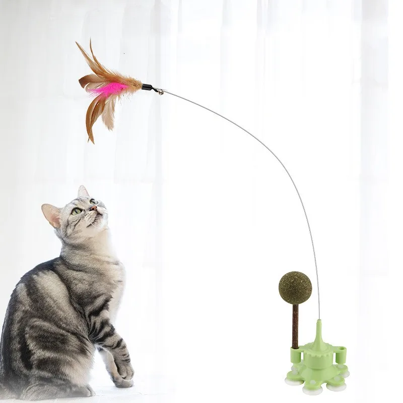 Hot-selling Elastic Wire Cats Teaser Wand with Feathers Interactive Cat ...