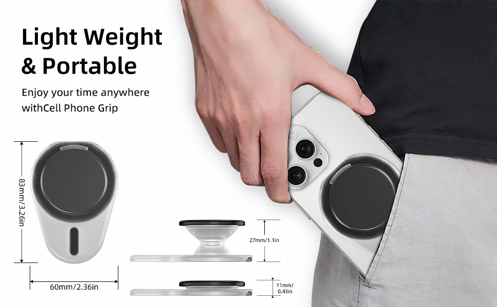 360 Degree Rotating N52 Magnetic Phone Grip Flexible Adjustable ...