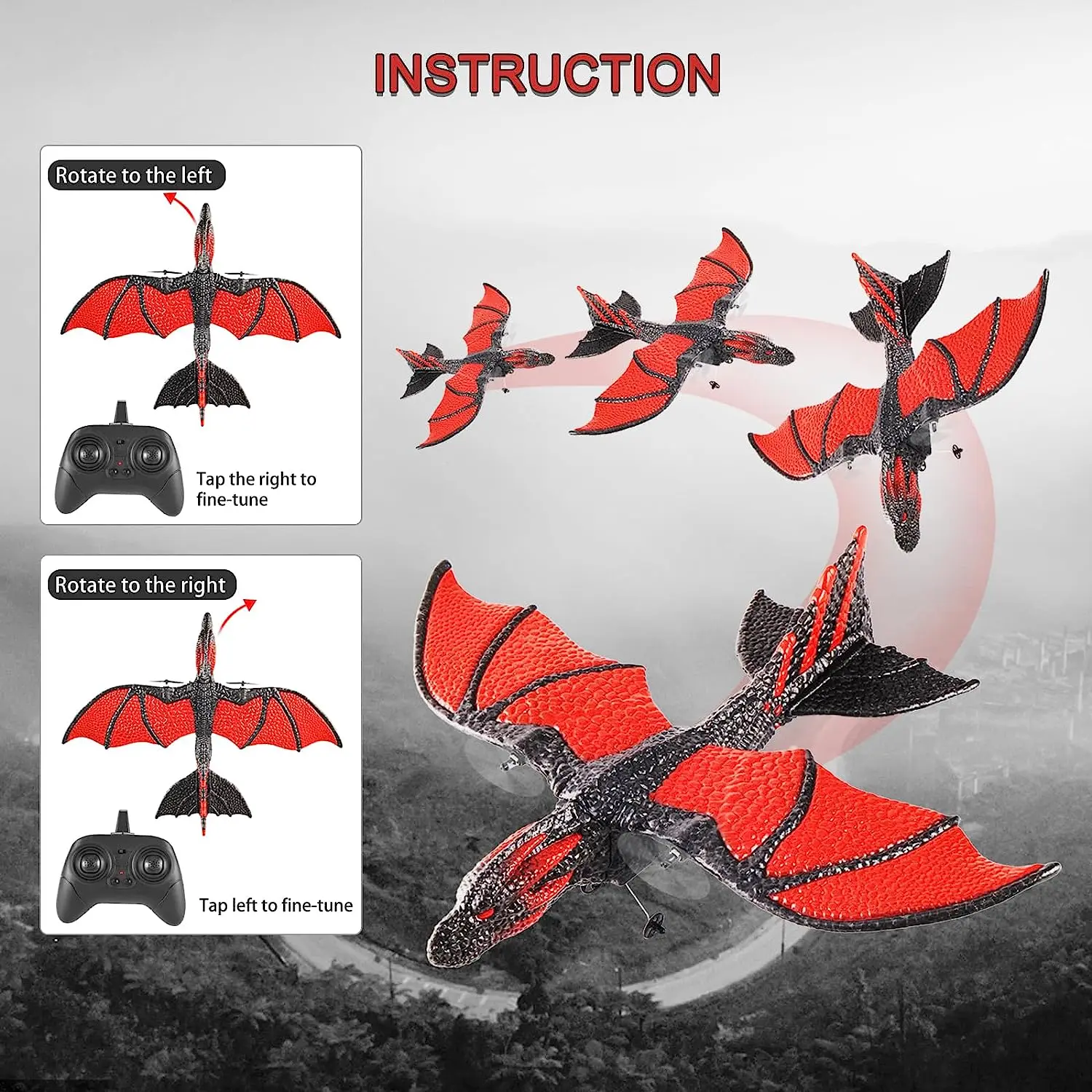 Rc Flying Dragon Aircraft Model Toy Epp Foam Soft Dragon Remote Control ...
