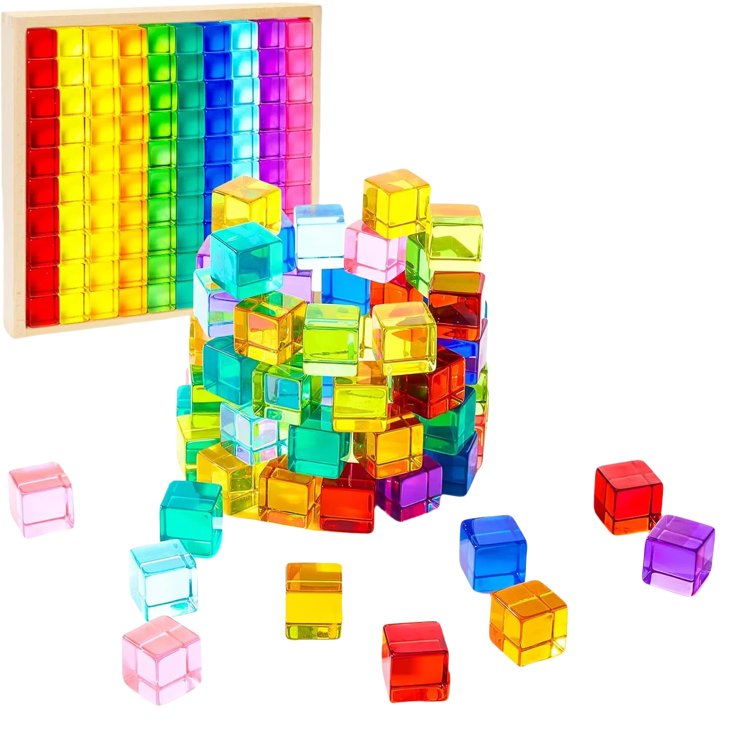 Unisex DIY Educational Sensory Rainbow Building Blocks Crystal Acrylic ...