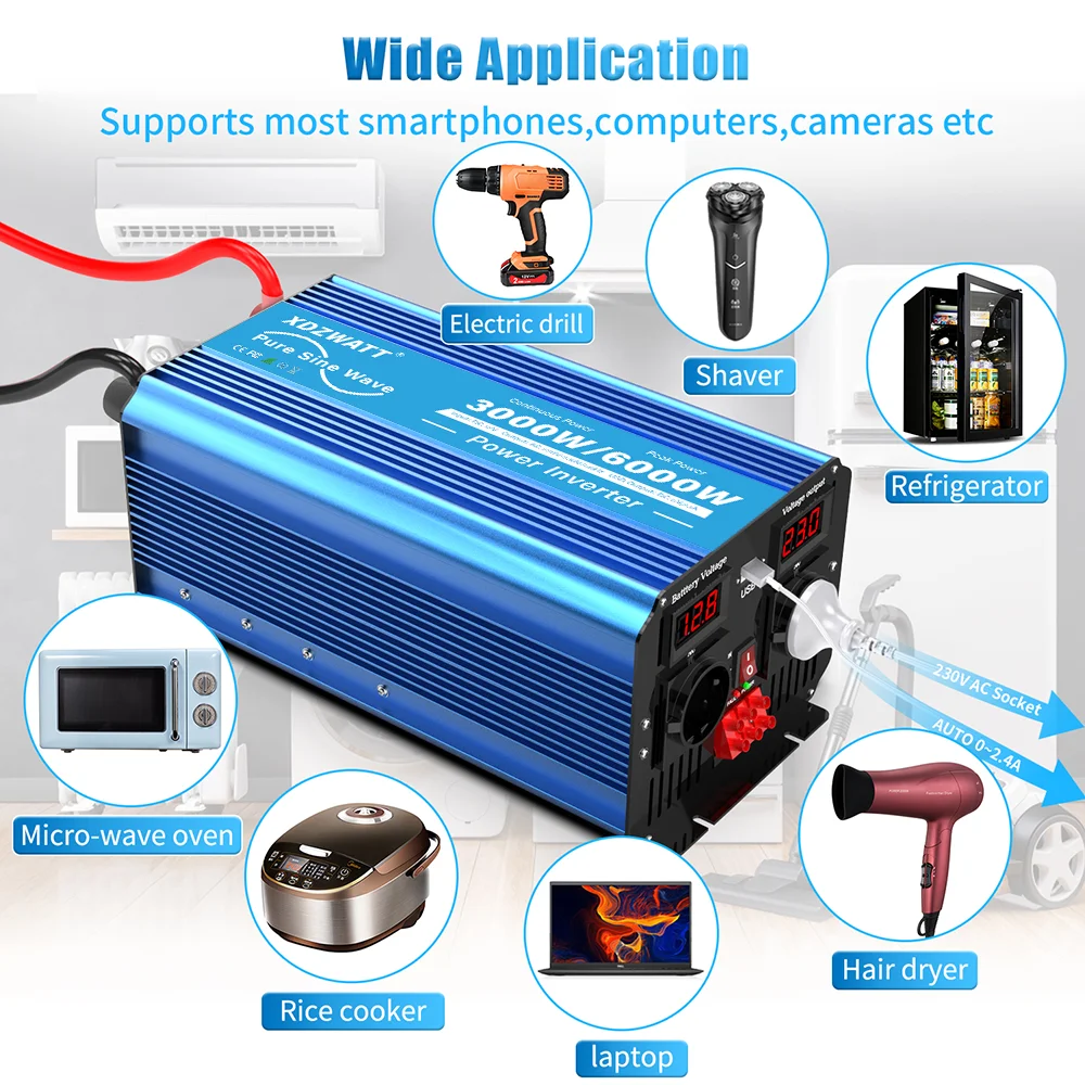 Hot Sale 1000w 1500w 2000w 3000w Rv Solar 24v Pure Sine Wave Inverter ...