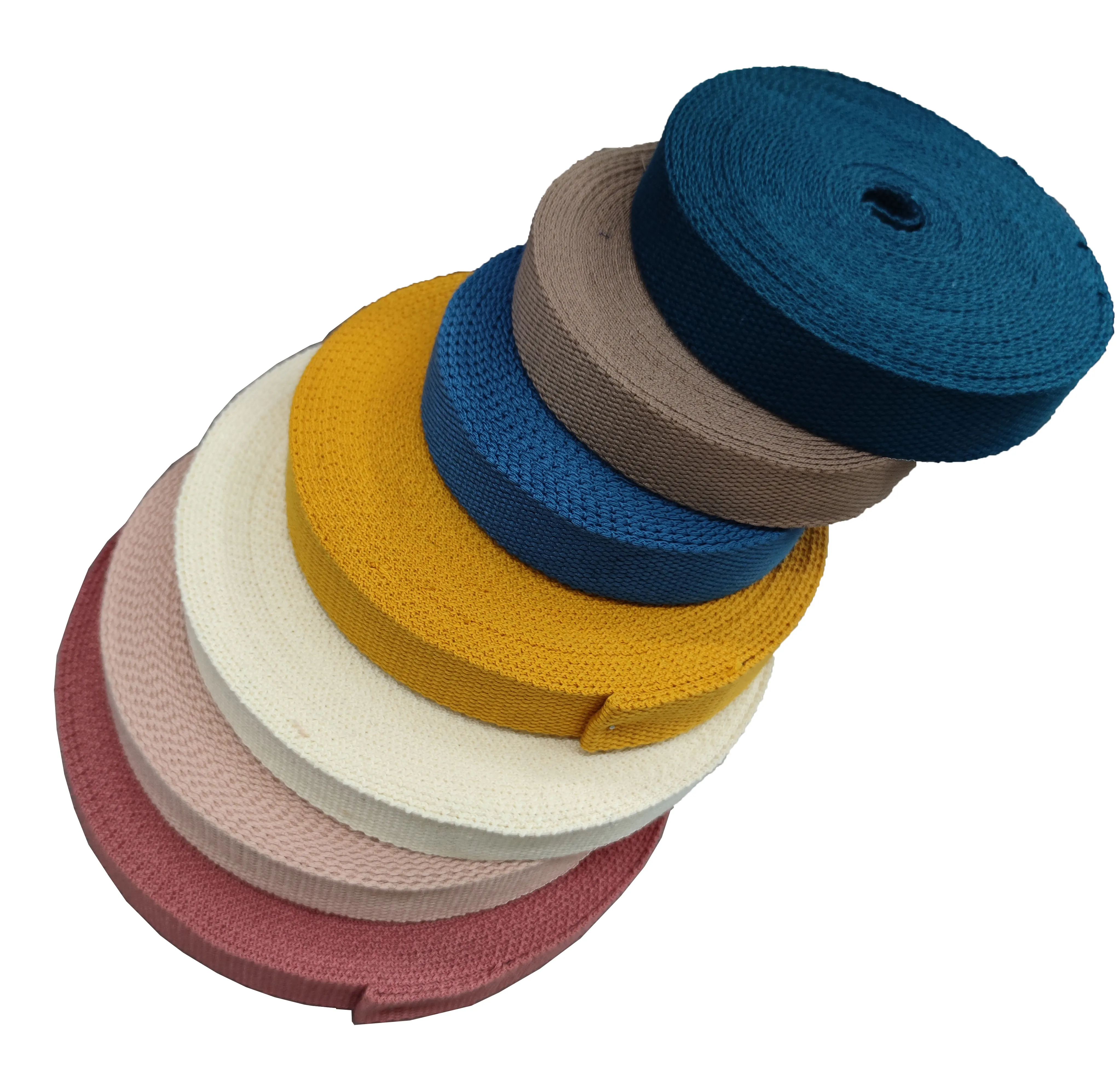 1 Inch Custom Thickness Multi Color Organic Woven Cotton Webbing Cotton ...