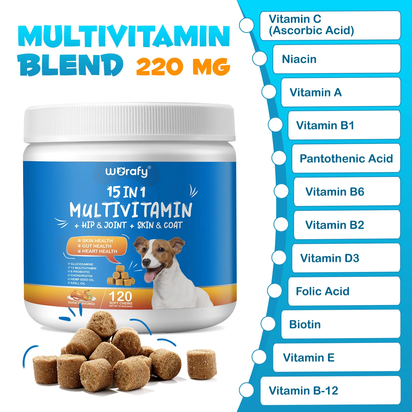 Custom 15 In 1 Dog Multivitamin Supplements Immunity Digestion Joint ...