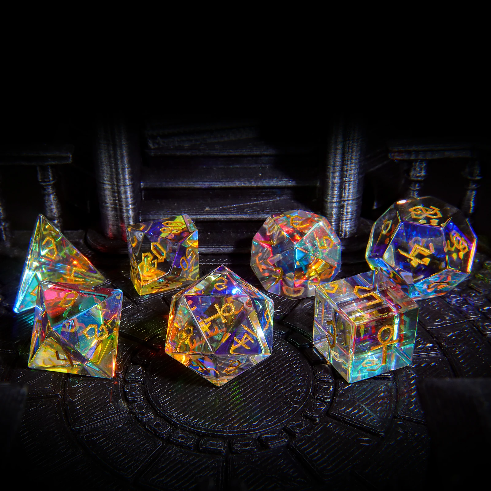 Customized Handmade Glass DND Dice Set Custom Polyhedron Game Dice ...