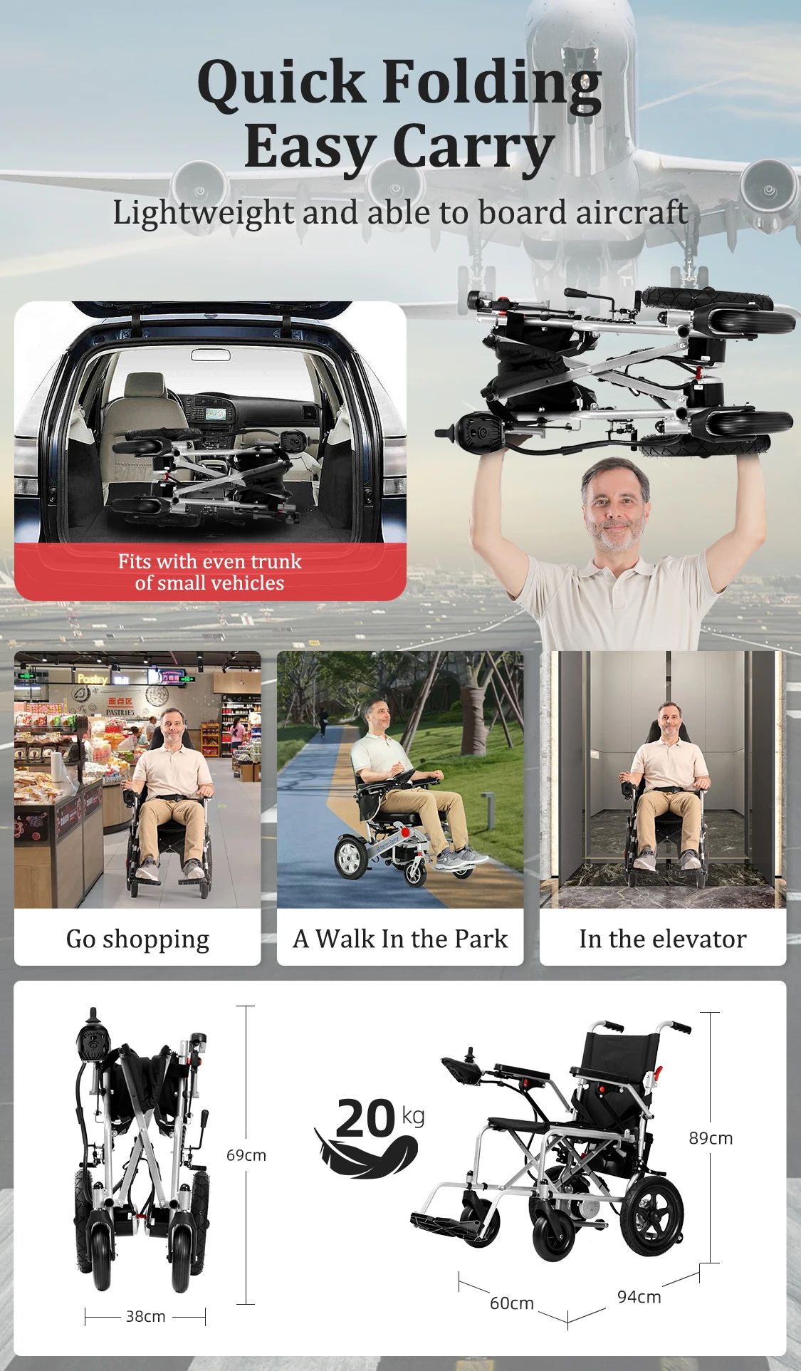 Hot Sales Cheap Price Electric Wheelchair Foldable Lightweight Portable ...