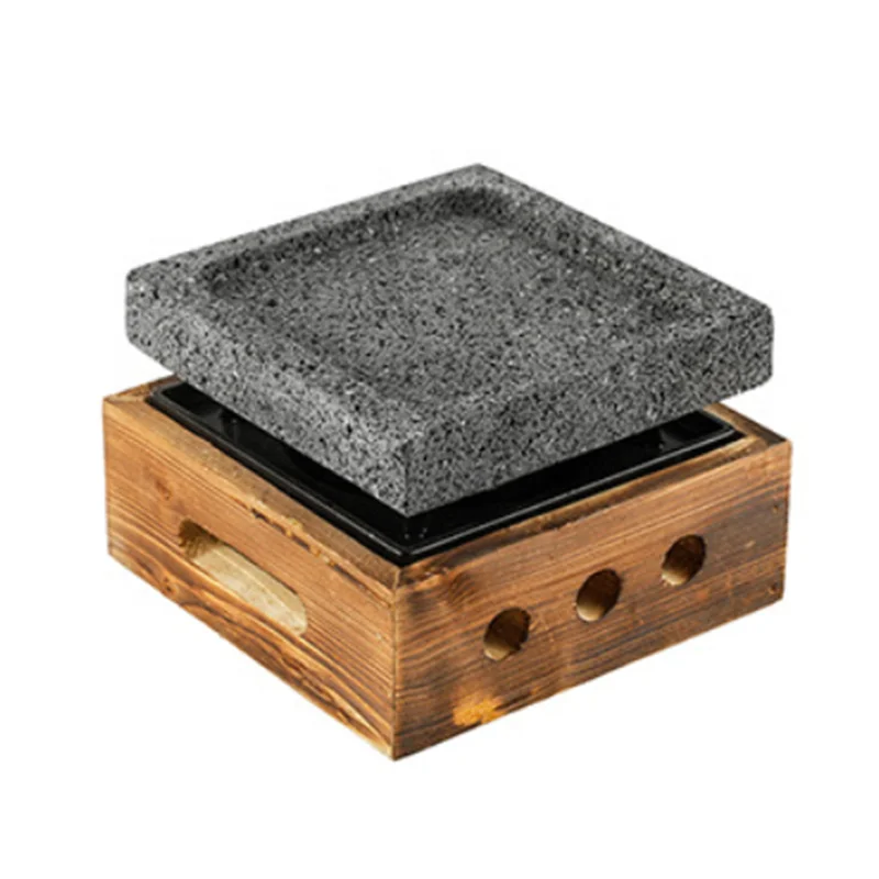 Lava Steak Cooking Stone Grill Square Hot Stone Board with Portable ...