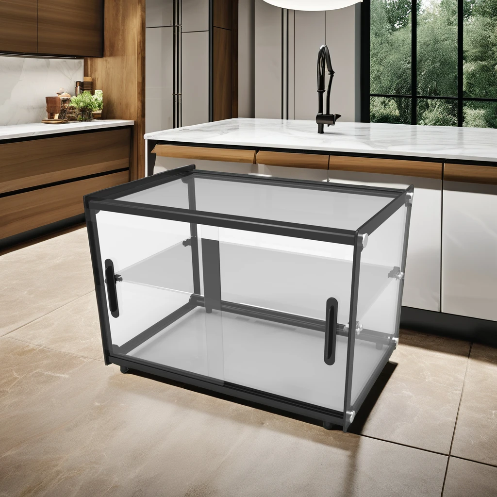 Cake display Commercial Catering Glass Showcase Square Four-Sided Safe ...