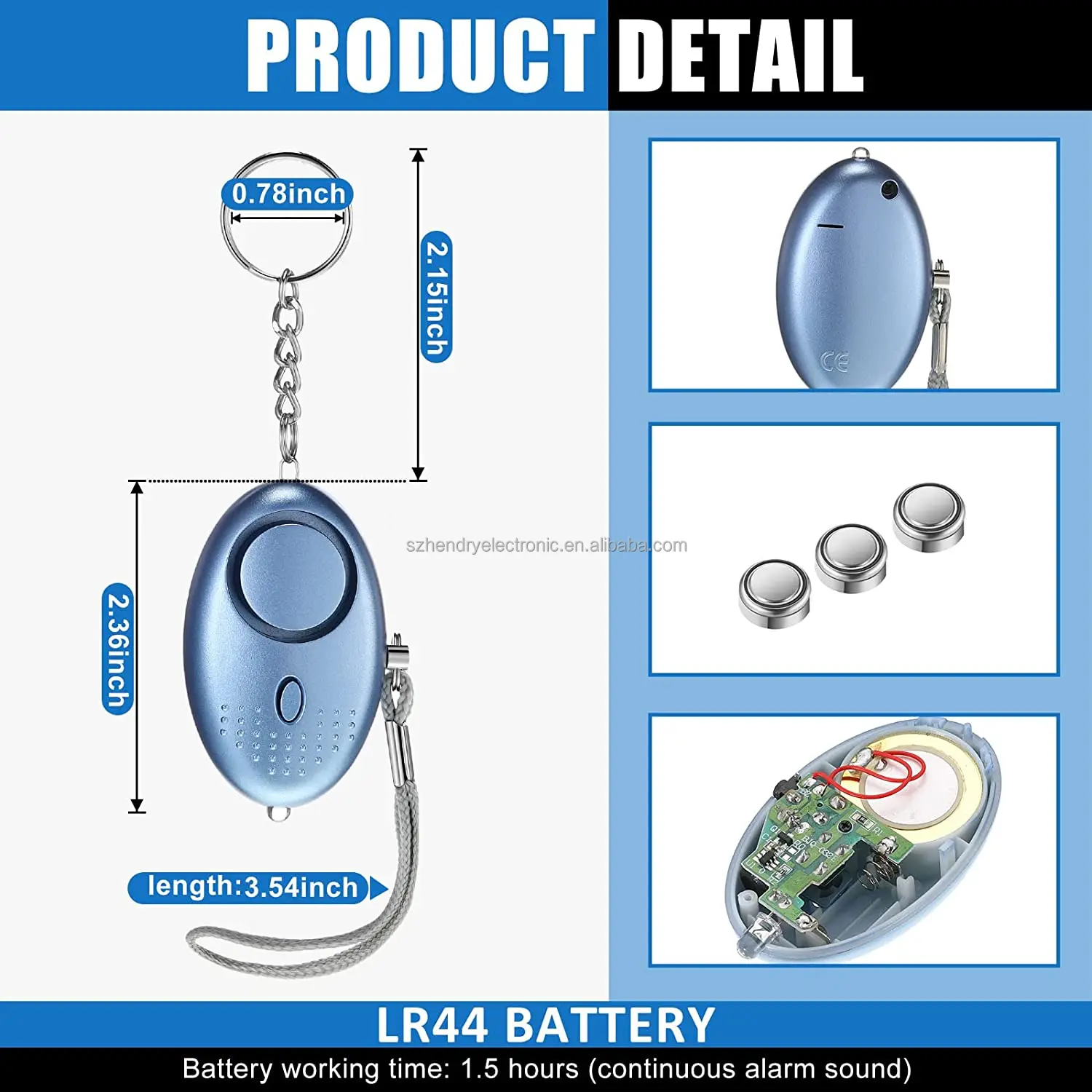 Girls Pink Self Defense Alarm Siren Keychain - Personal Safety