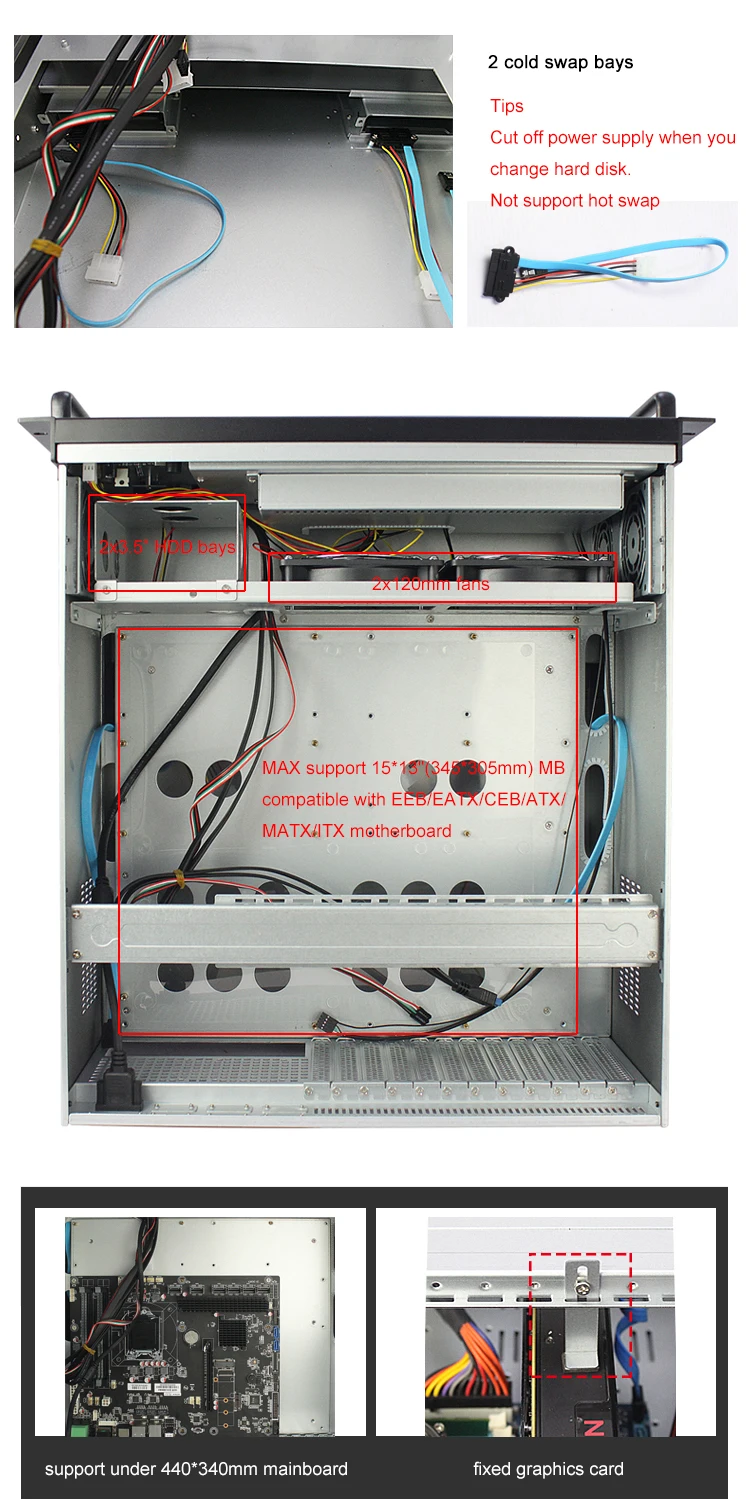 12 GPU EEB ATX Server Case - 6U with Touch LCD Screen