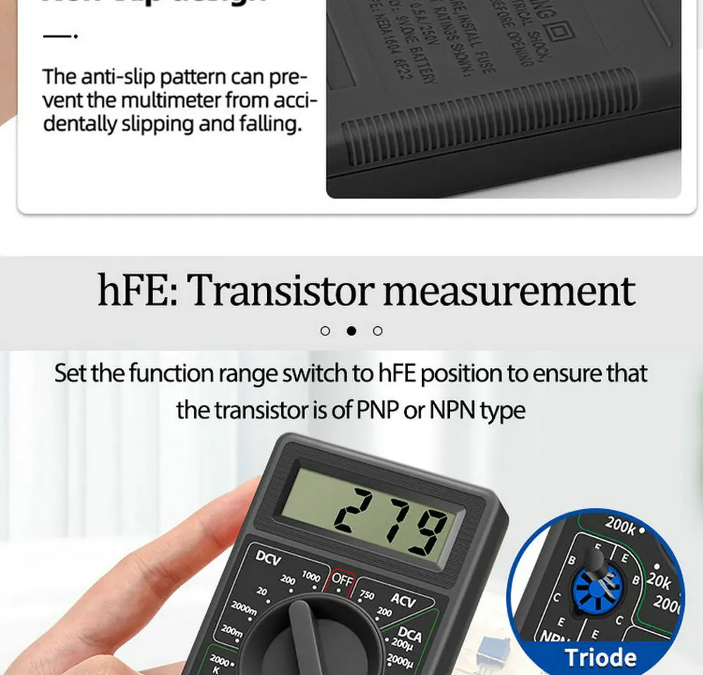 DT-830B Digital Voltmeter Ohmmeter Ammeter Multimeter Handheld Tester ...