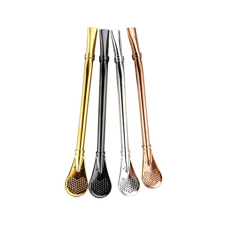 M0396 Spoon Tea Filter pipette Mate Tea Straws Stainless Steel Drinking ...