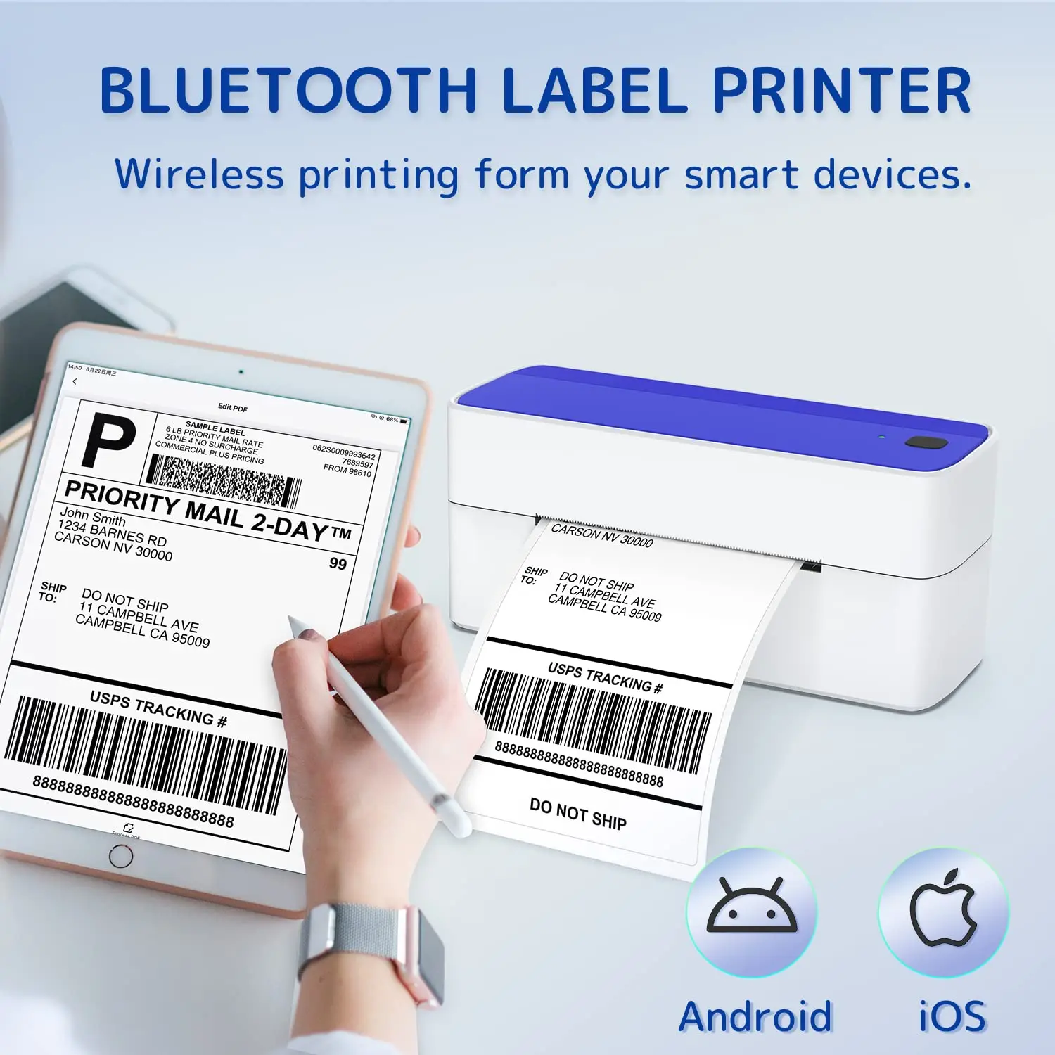 4x6 Thermal Shipping Label Printer 4inch Shopee Sticker Barcode Waybill ...