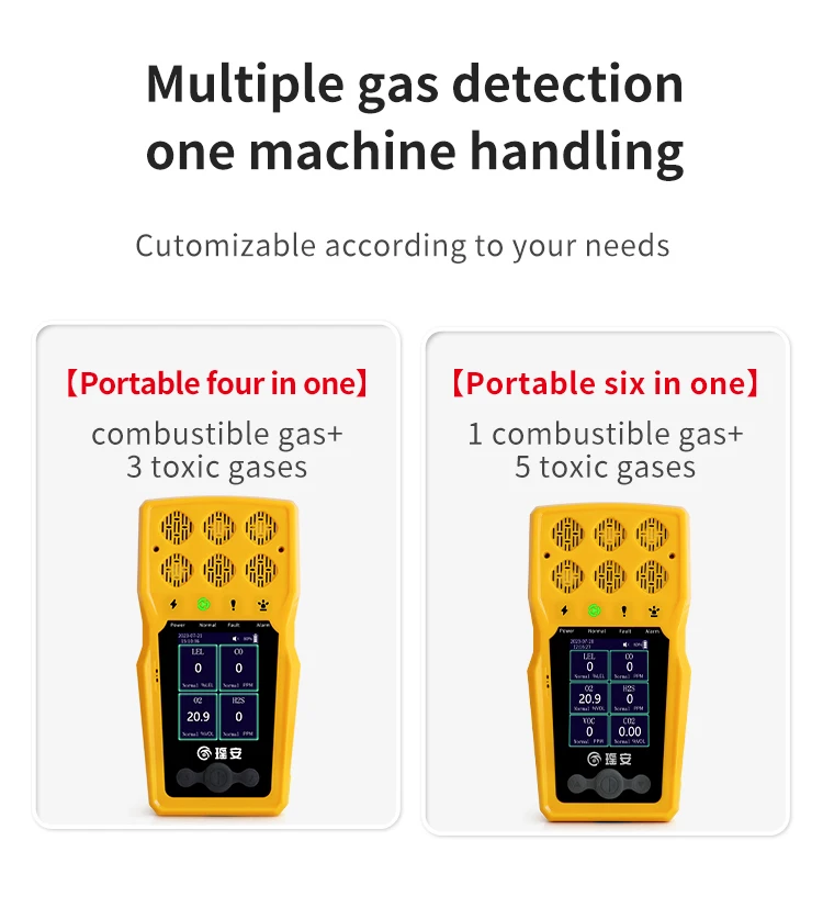 Handheld Multi Gas Monitor Analyzer OEM and ODM Portable Gas Detector With 4/6 in 1 Flammable or ...