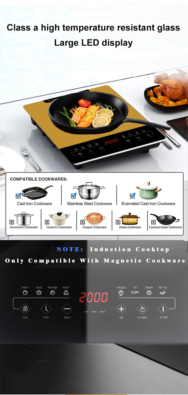Portable Induction Cooktop,2000w Induction Cooker With Lcd Sensor Touch ...