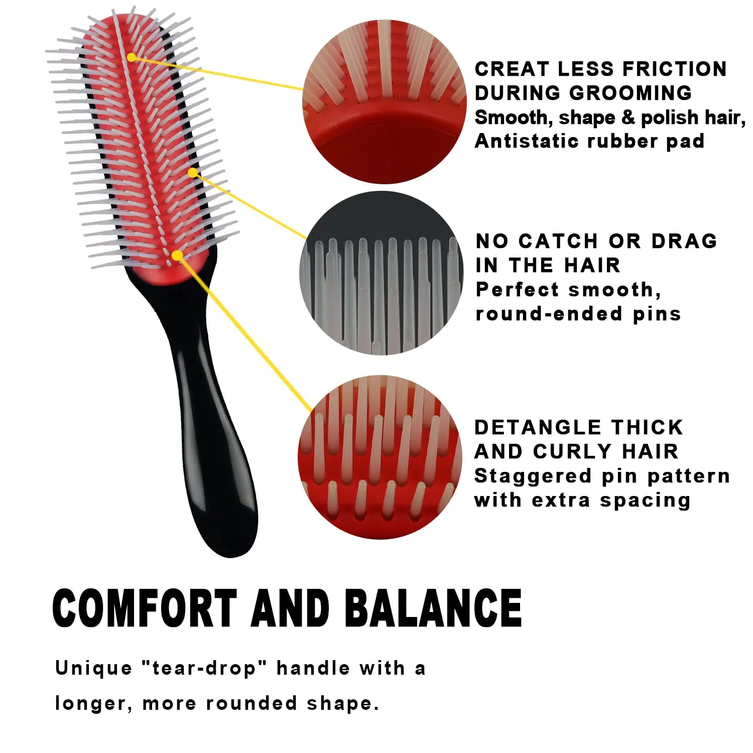 Custom Logo Classic Easy Clean Removable Hair Styling Brush 9 Row ...
