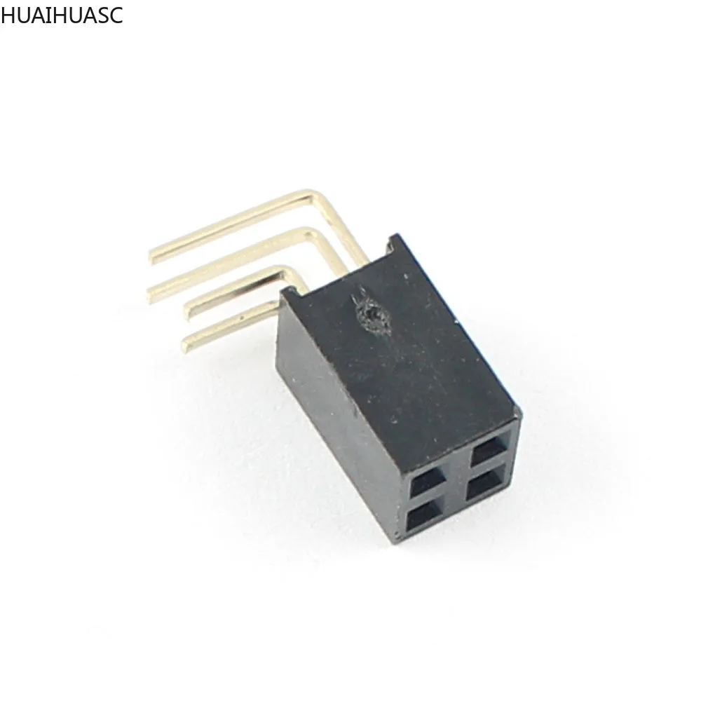 2.54mm Pitch 2x2 4 Pin Female Double Row Right Angle Header Strip ...