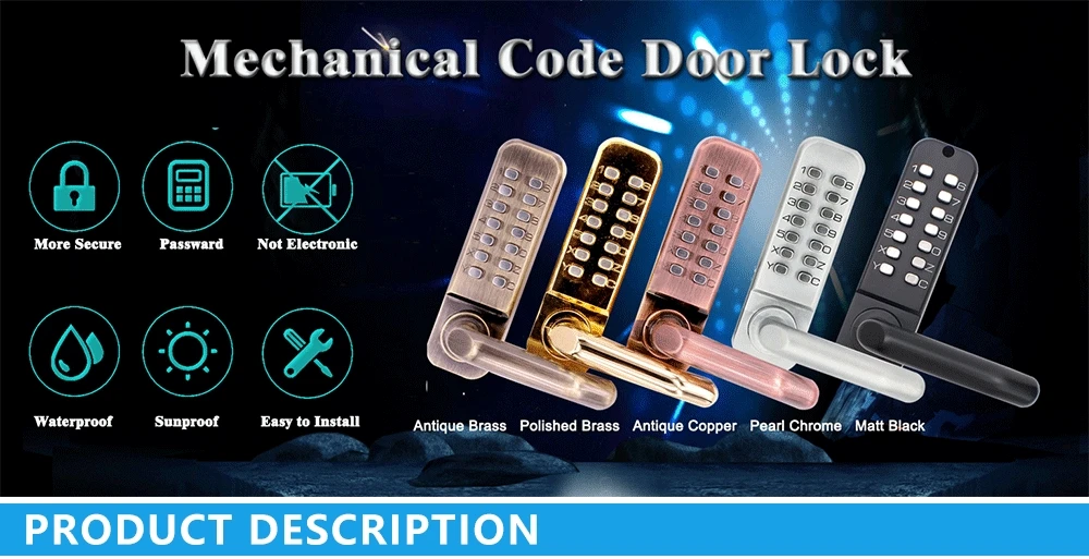 Waterproof Digital Code Keyless Front Door Lock with Mechanical Keypad ...