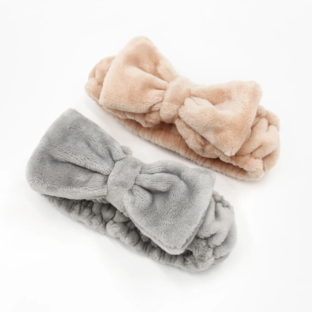 Wholesale Adjustable Elastic Coral Softy Fleece Bow Knot Hairbands ...