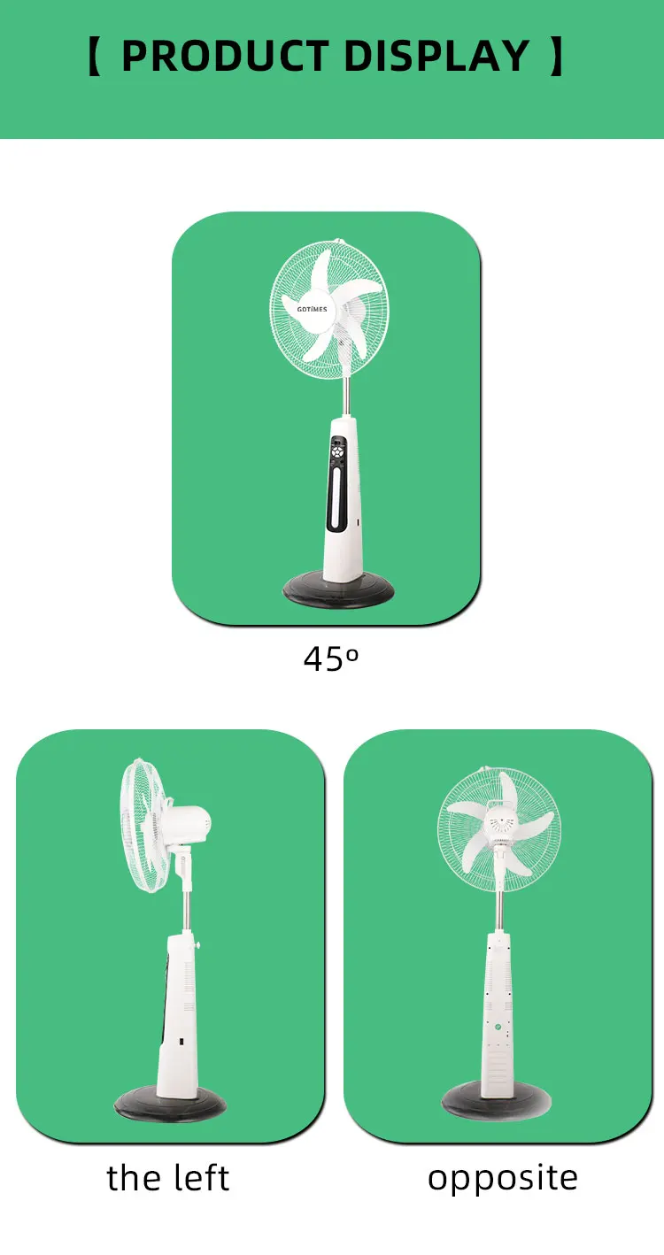 GDTIMES 16 Inch Solar Standing Fan - Efficient Cooling