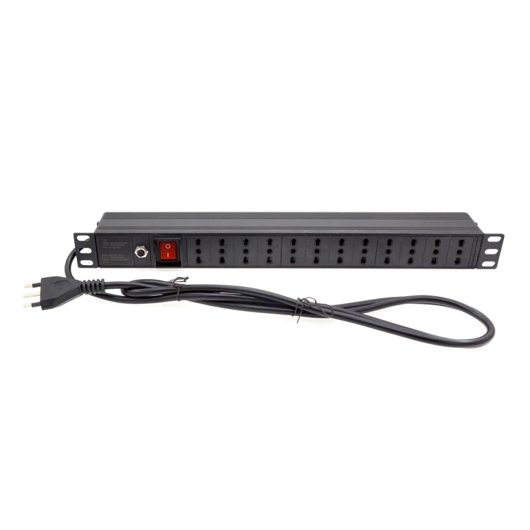 Black Aluminum 19 Inch 1.0u 12 Ways 3pin Italian Power Outlet Rack Pdu ...