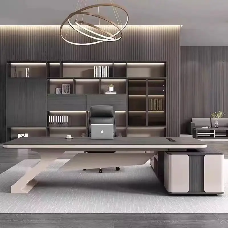 Contemporary Modern MDF Wooden Office Table Executive L-Shaped Boss CEO ...