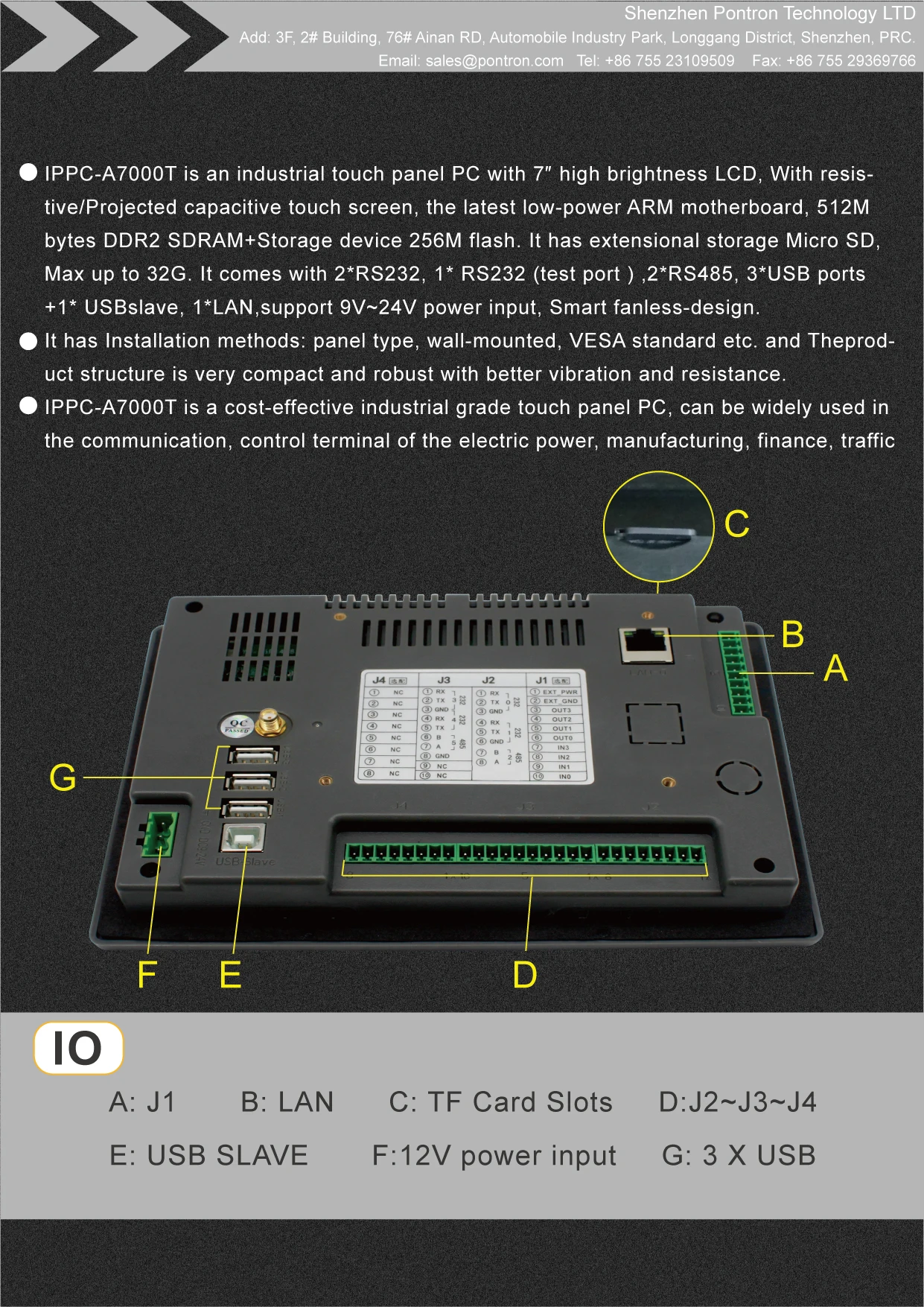 7 Inch Display LCD Industrial HMI Monitor with Free Logo Wince6.0 ...