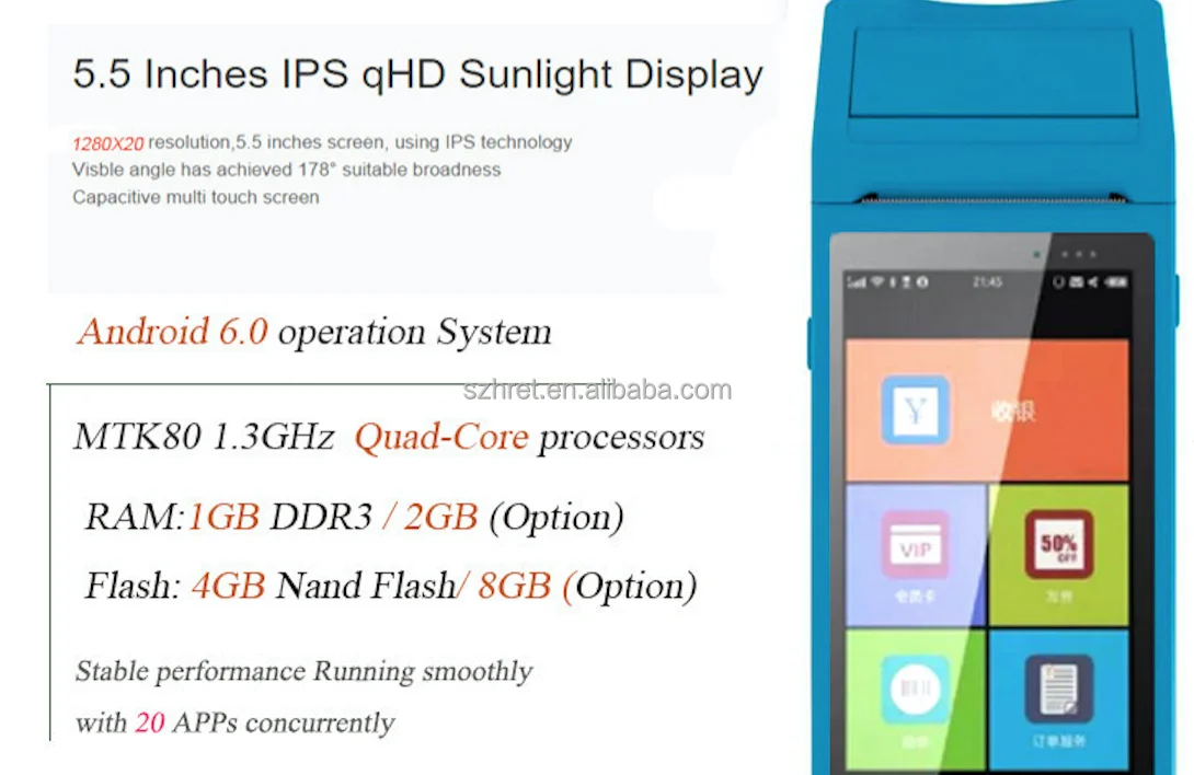 Q2I Pos Machine 3G Network Android 11 System 2GB RAM