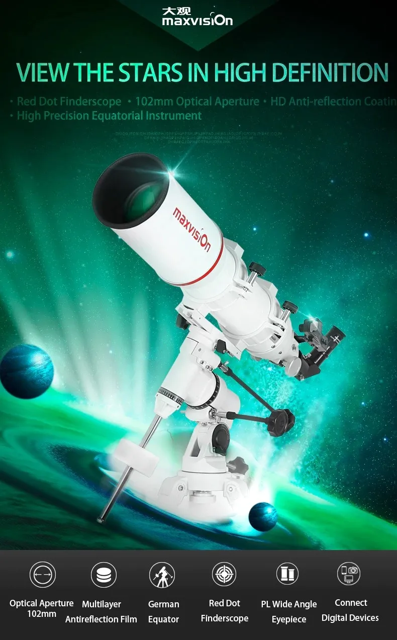 Maxvision Profession 102/660mm Refraction Astronomical Telescope with ...