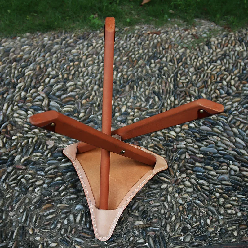 Genuine Leather Outdoor Portable Wooden Stools Small Foldable Picnic ...