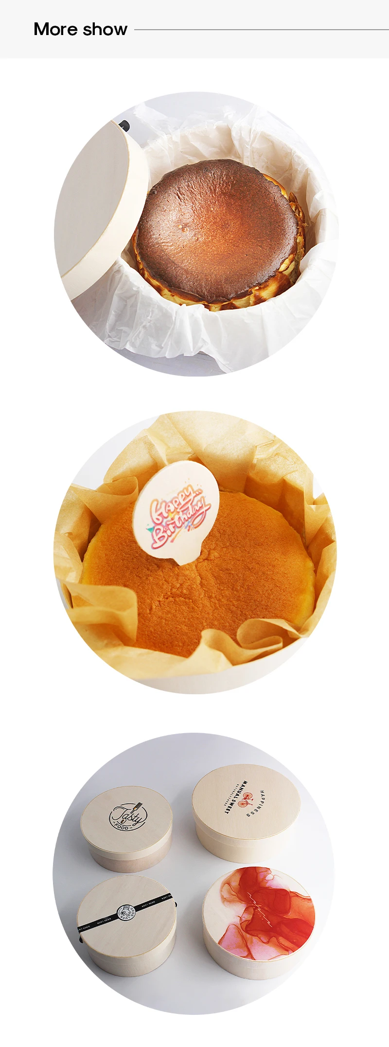 Biodegradable Wooden Round Mousse Cake Packaging Food Containers ...