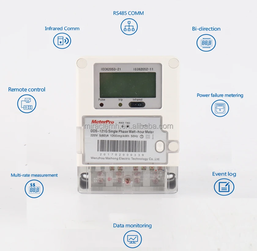 Plc Programmable Electricity Single Phase Smart Meter - Buy Plc ...