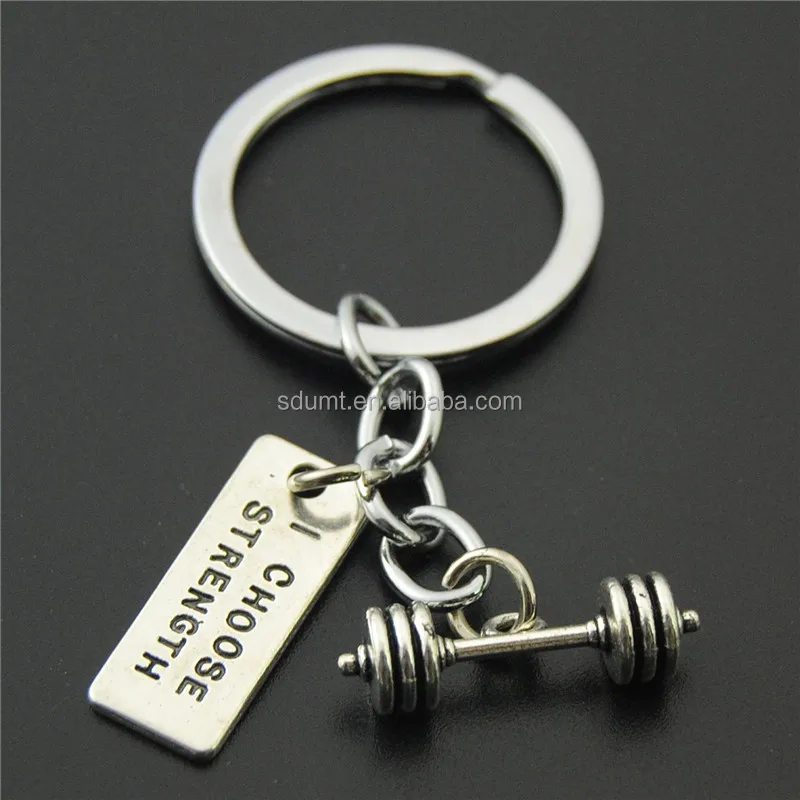 Metal Sport Fitness Dumbbell Key Chain Simulation Dumbbell Pendant ...