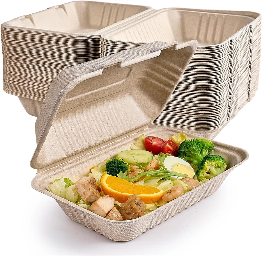 Grease-Proof 6x6 Bamboo Pulp Boxes Disposable Microwavable Take ...