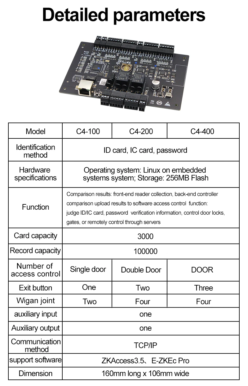 Zkteco C4-100 C4-200 C4-400 Access Control System for 30000 Users