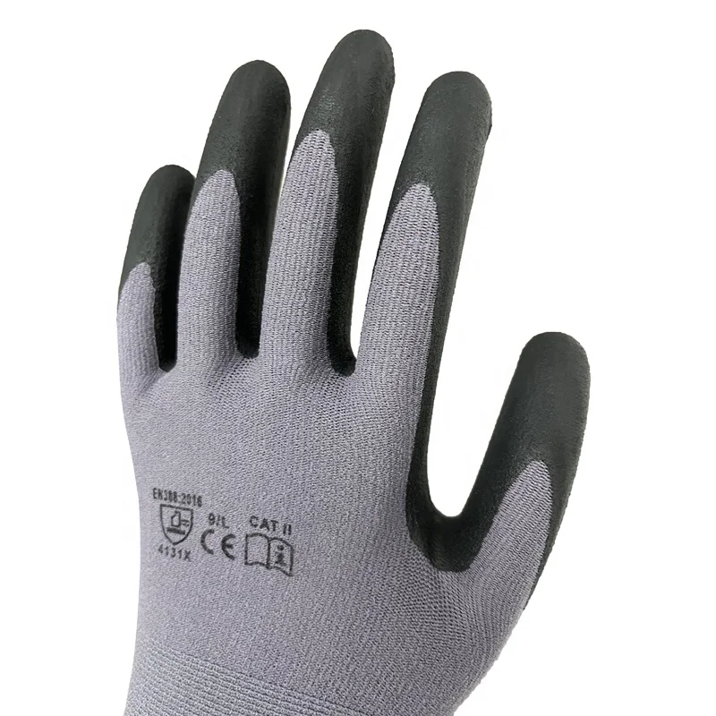 High Abrasion 15G Nylon Spandex Seamless Micro Foam Nitrile Palm Coated ...