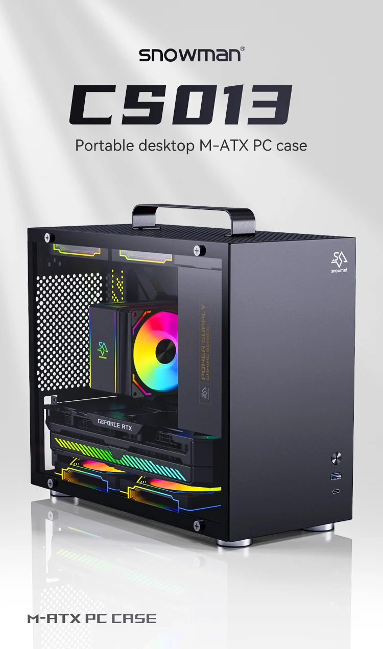 Mini-ITX Gaming Case with Tempered Glass, Steel Plate Design for M-ATX ...