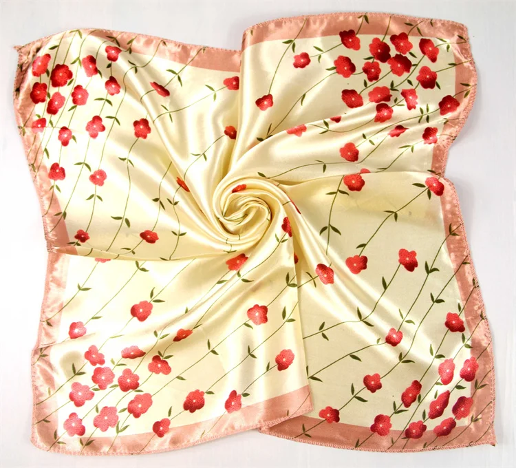 Custom Brand Design Hijab Bandana Digital Print 100% Silk Scarf Satin