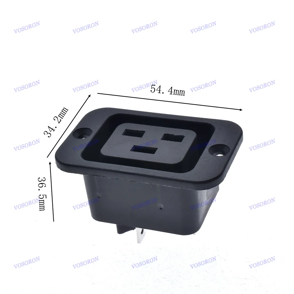 Black 16A 250V IEC-C19/C20 Universal Panel Mount Adaptor Plug Connector ...