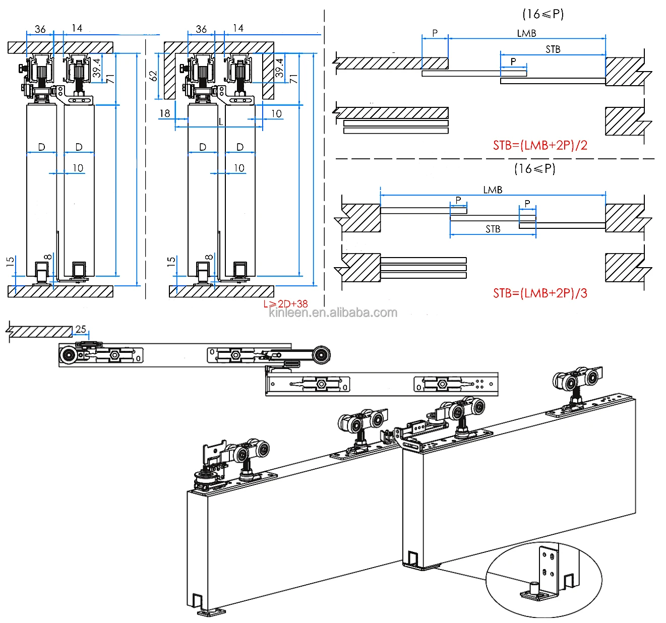 Sliding Door System with Synchronized Hardware & Brush Weather Strip