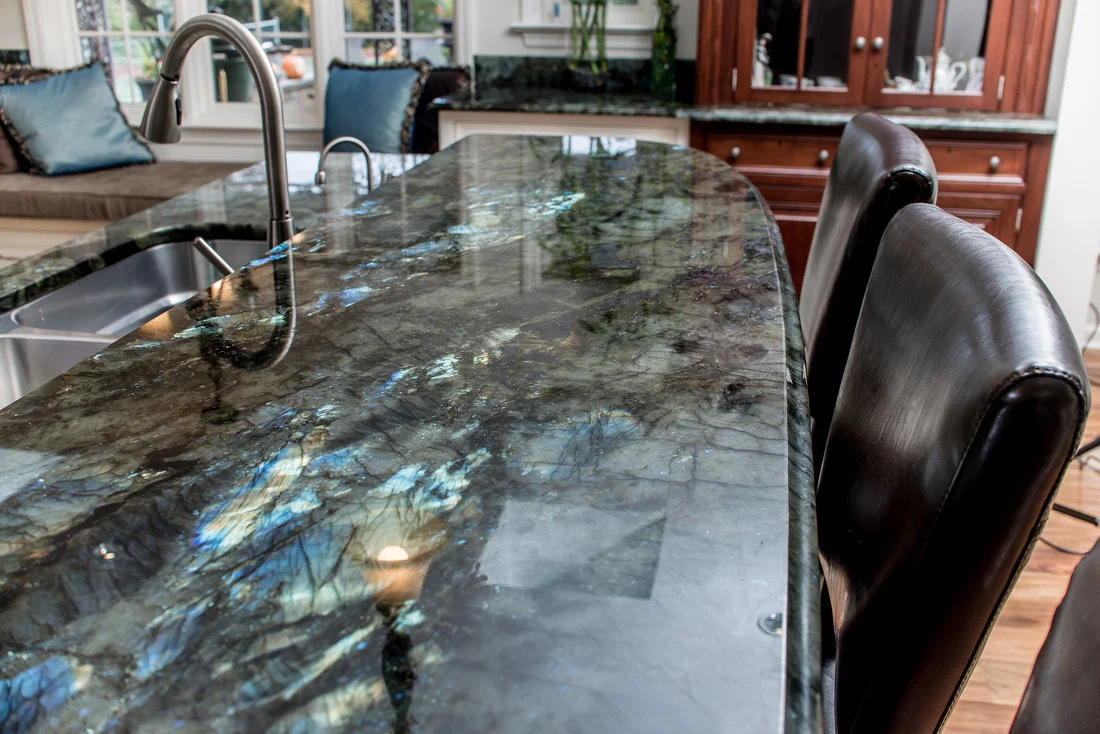 Luxury Natural Custom Fabrication Lemurian Labradorite Blue Granite Top ...