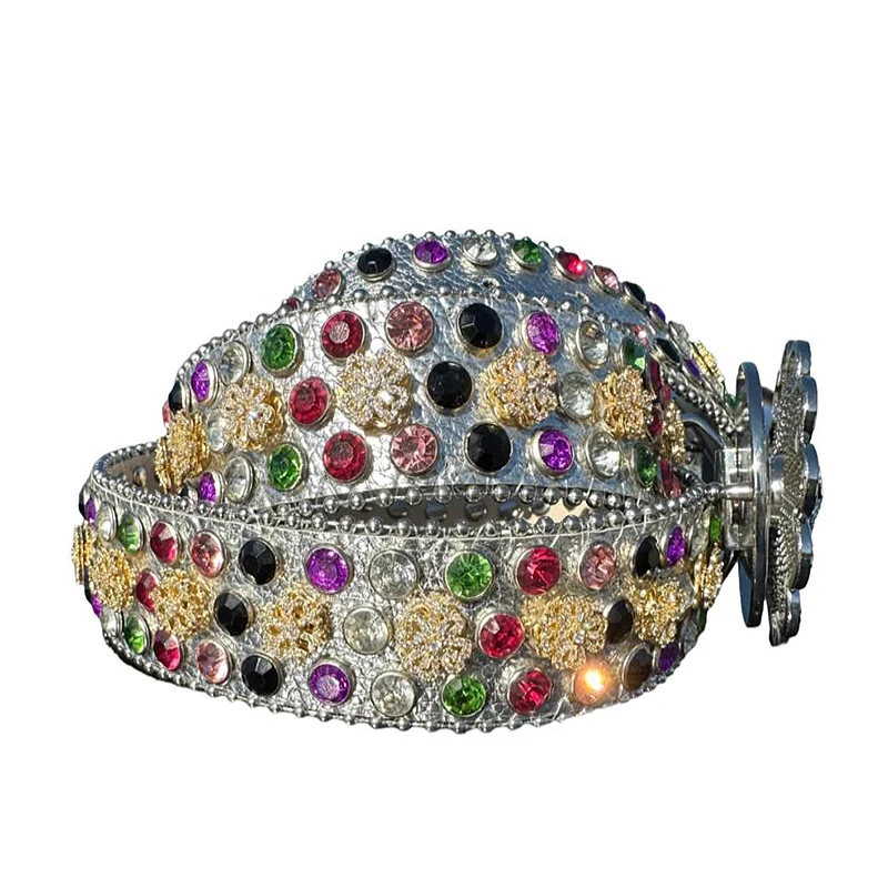 Custom Logo Pu Leather Rivet Bb Belt Designer Shiny Rotatable Flower ...