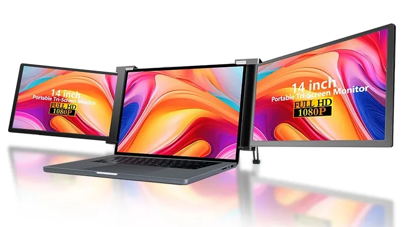 Portable Triple Screen Laptop Monitor 14 Inch Lcd Ips Giant Screen All ...