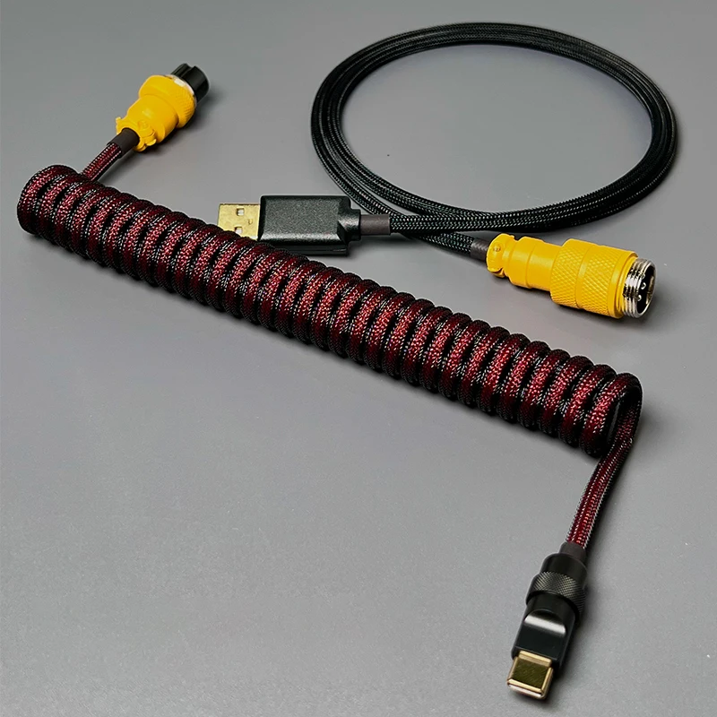 Red Samurai Coiled Aviator Usb Cable Usb To Type C Coiled Cable ...