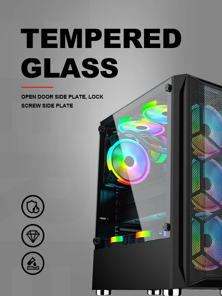 Tfdp Oem Metal Grid Computer Rgb Cases Tempered Glass Side Window ...