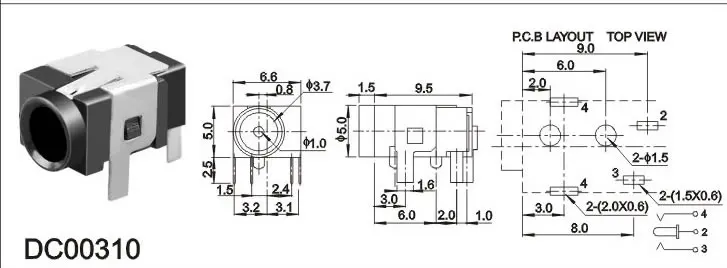 Good Quality Dc031a 4 Pin Female Dc Jack Headphone Plug Connector 3.5mm Dc Power Jack Socket ...