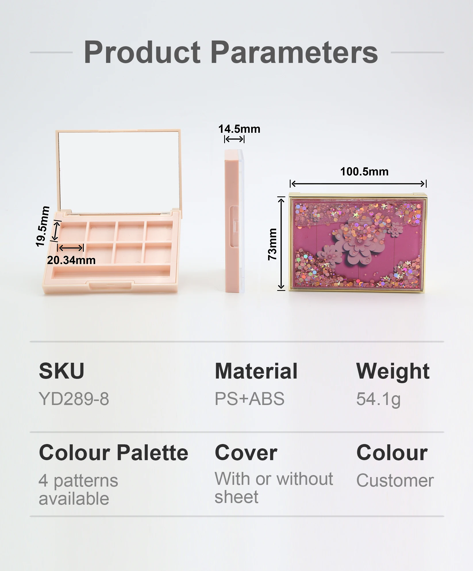 Custom Logo Empty 8 Colors Rectangle Pressed Powder Pallette Empty ...