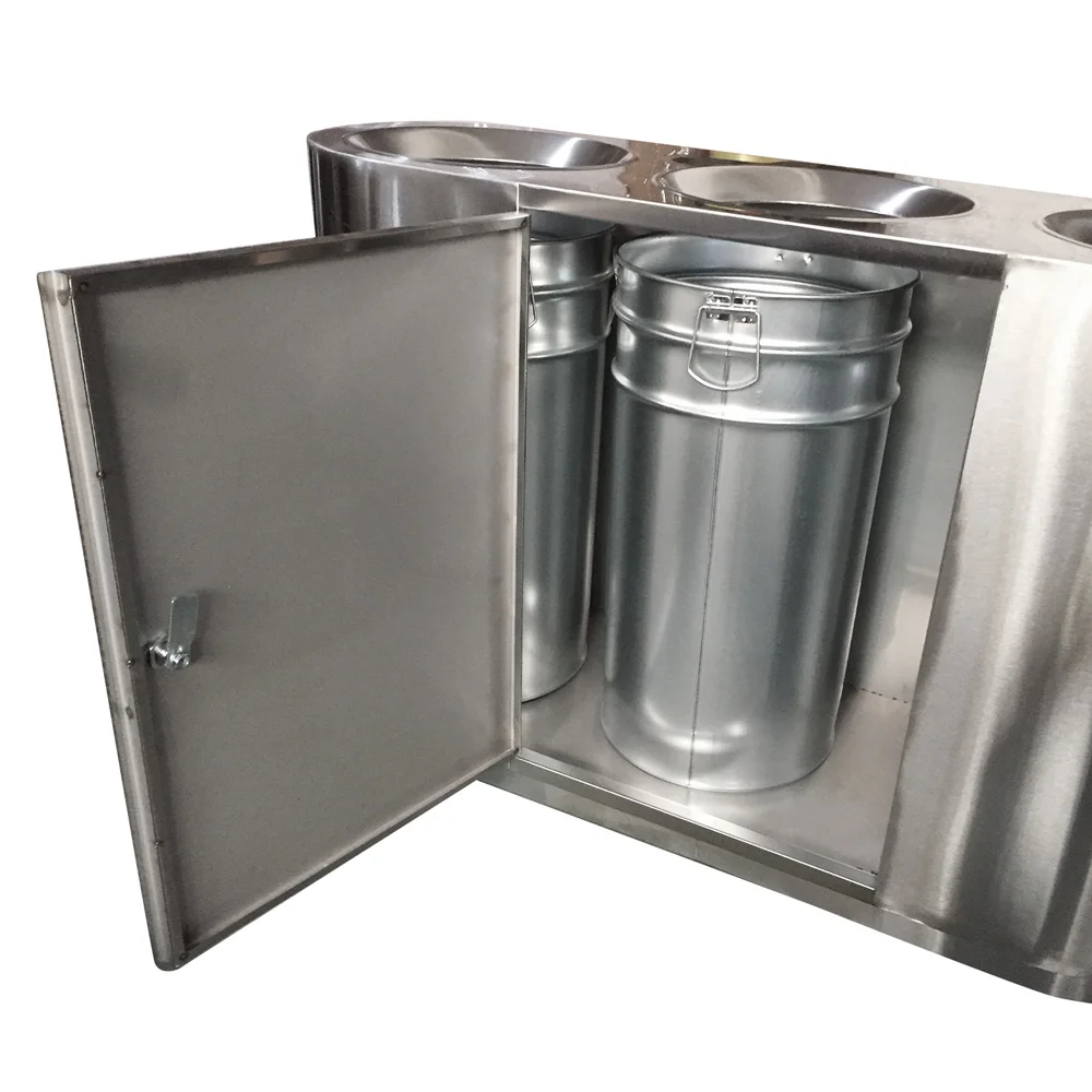 Hotel Stainless Steel 4 Compartments Recycle Bin Commercial Trash Can 4 ...