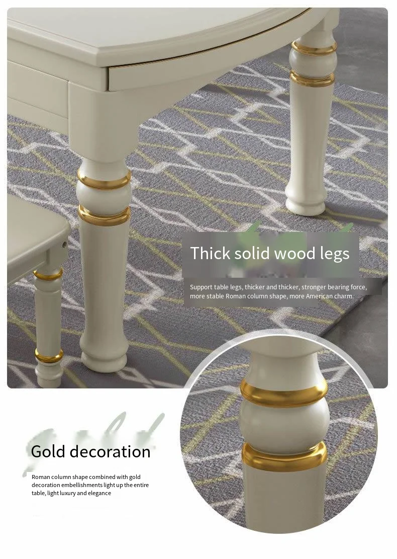 American Style Extendable Dining Table Wood Dining Table Modern Restaurant Furniture Dining ...