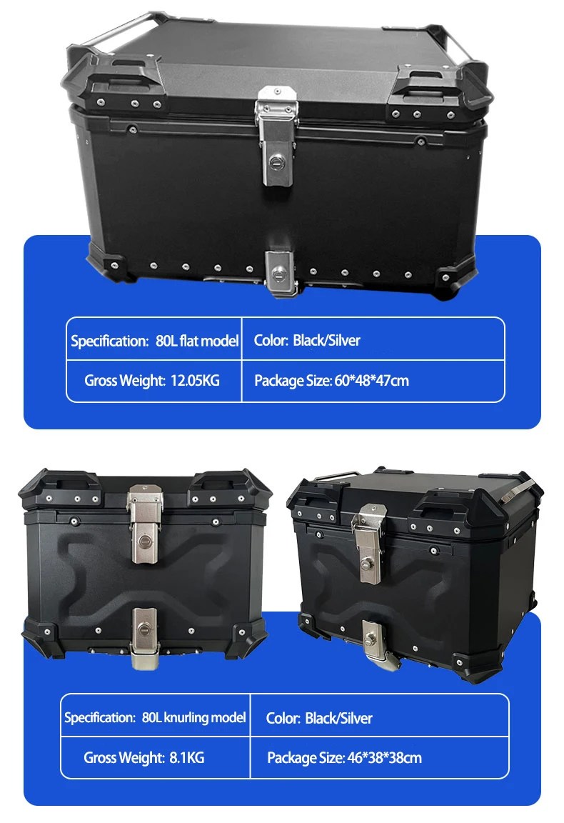 2023 65L Motorcycle Trunks - Durable Aluminum Side Boxes